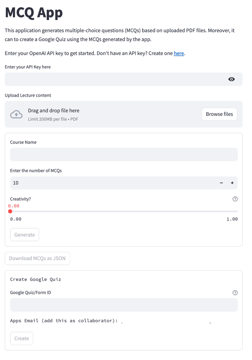 Automating MCQ Creation with Streamlit, LLMs, and Google Forms ...